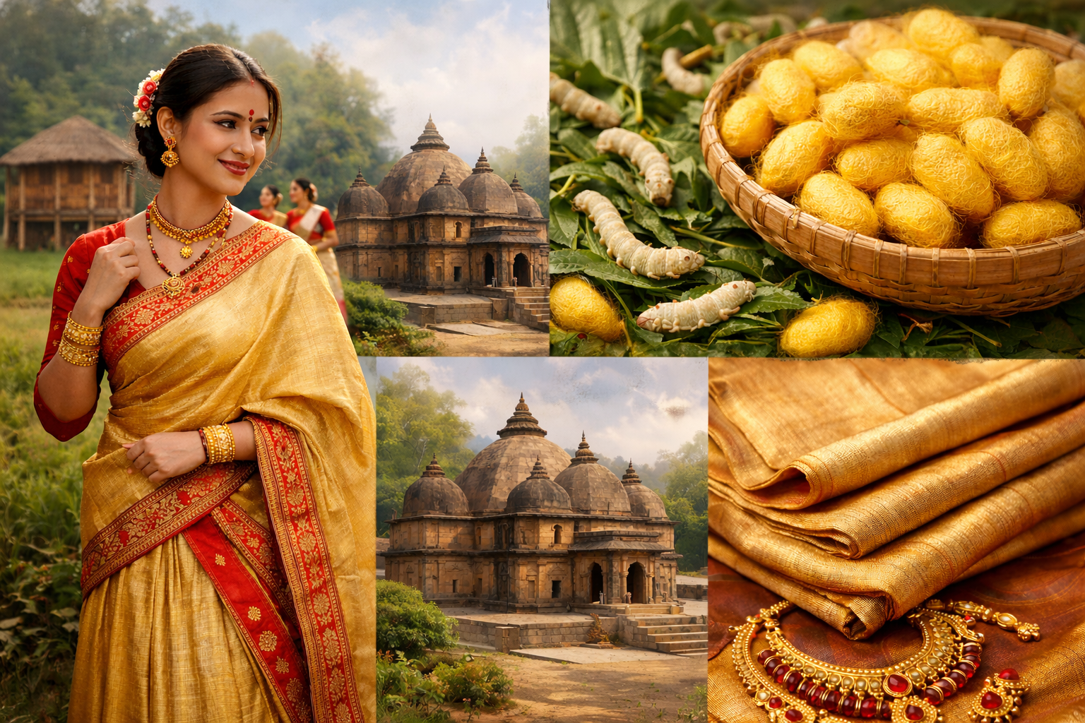 Muga Silk Fabric – Authentic Handwoven Golden Silk